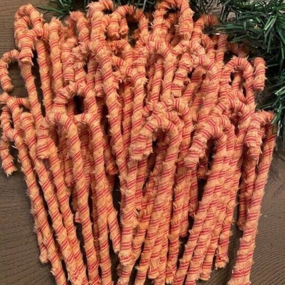 Handmade | Holiday | 48 Primitive 6 Homespun Fabric Candy Canes ...